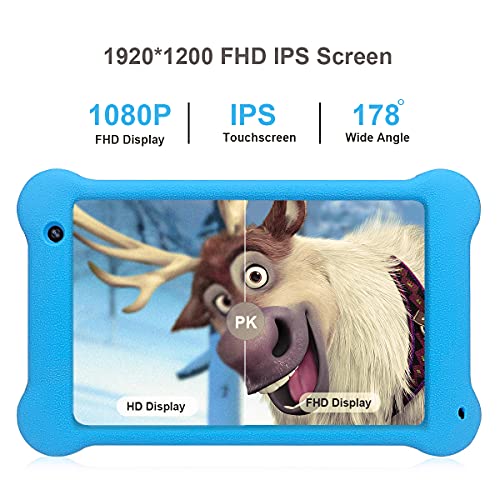 ANXONIT Kids Tablet, 7 inch WiFi Android 11 Tablet for Kid, Full HD 1920x1200 IPS Screen, 2GB RAM 32GB ROM,Kidoz Game Education Apps (Blue)