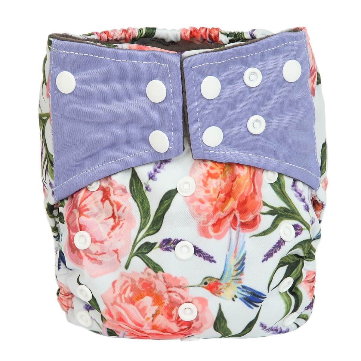 AIll in One Night AIO Cloth Diaper Nappy Sewn in Insert Reusable Washable Girls (Hummingbirds Foliage)