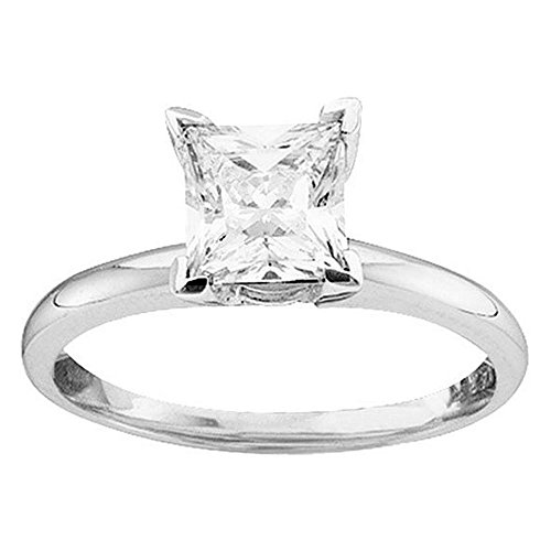 14K White Gold Womens Princess Diamond Solitaire Bridal Wedding Engagement Ring 1/4 Cttw