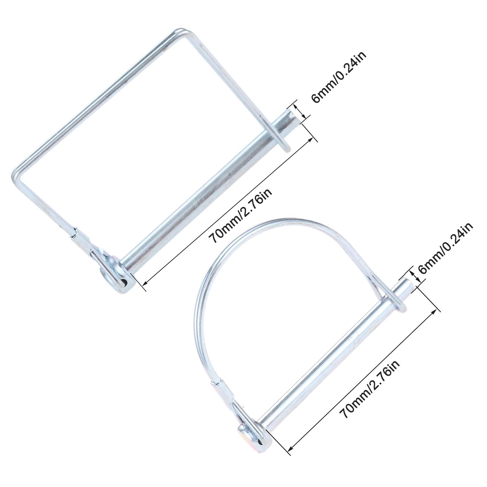 10Pcs Shaft Lock pins, 1/4"x2-3/4" Safety Coupler Pin, Heavy Duty Wire Locking Trailer Pin Hitches