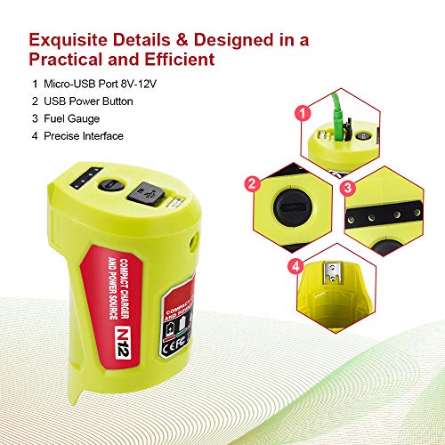 12V USB Power Source Power Adapter 48-59-1201 Charger for Milwaukee 12V M12 Lithium-ion Battery 48-11-2420 48-11-2411 48-11-2401 48-11-2402