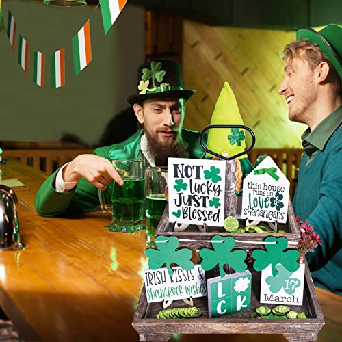 41PCS St Patricks Day Tiered Tray Decor,St Patricks Day Decor,Irish Decor for Home,Shamrock St. Patrick's Day Farmhouse Rustic Wood Signs Irish Themed Centerpieces for Office Kitchen Table Party Decor