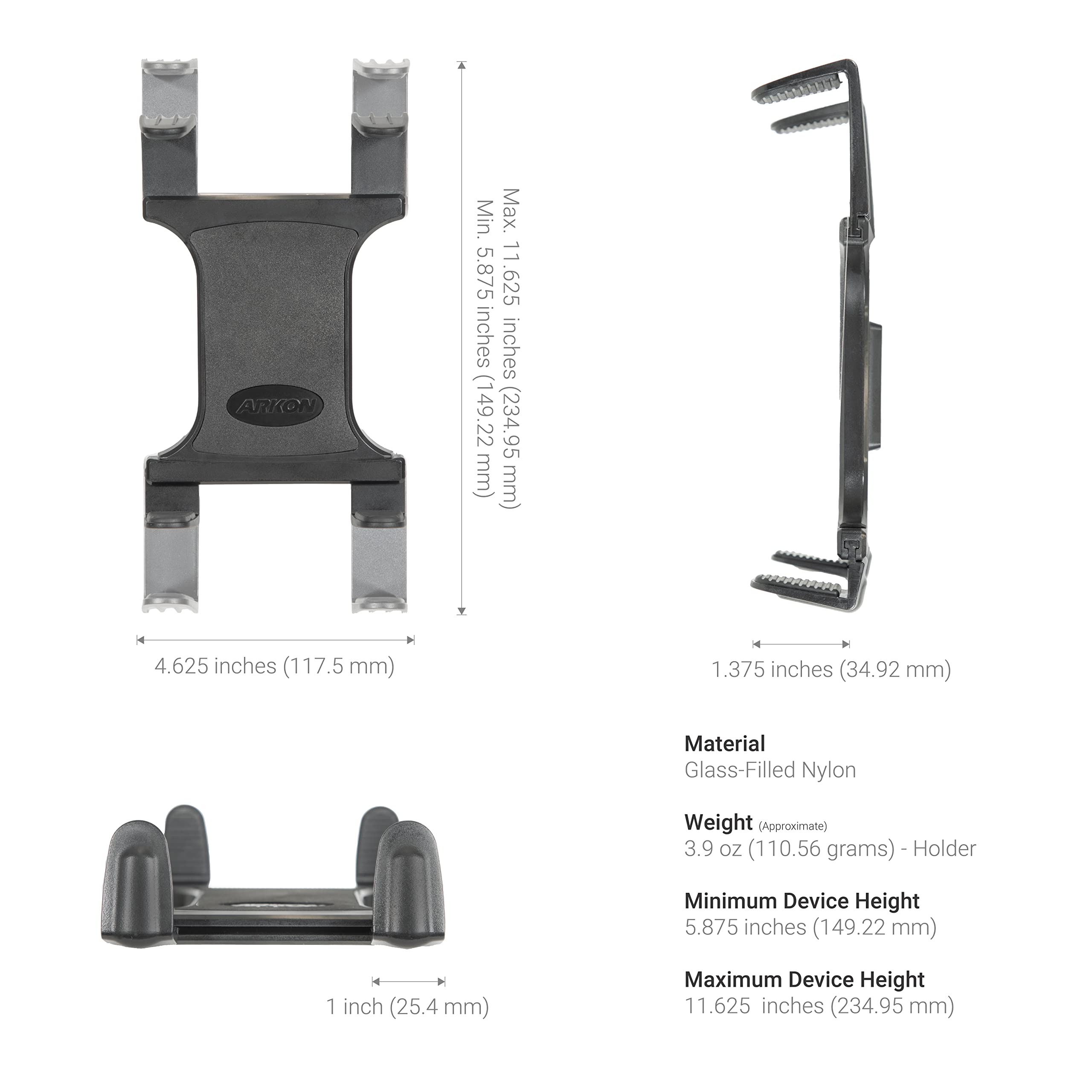 ARKON Mounts TAB131 Clamp Post Universal Tablet Mount Compatible with iPad Air, iPad 4 3 2, Galaxy Note 10.1 Pro12.2 Retail Black