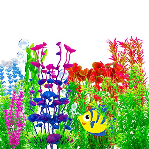 CousDUoBe 30 Pack Artificial Aquarium Plants, Full Set of Fish Tank Decorations, Various Sizes, Perfect Match ( 5.2 "-15.7" ) (30 Pack)
