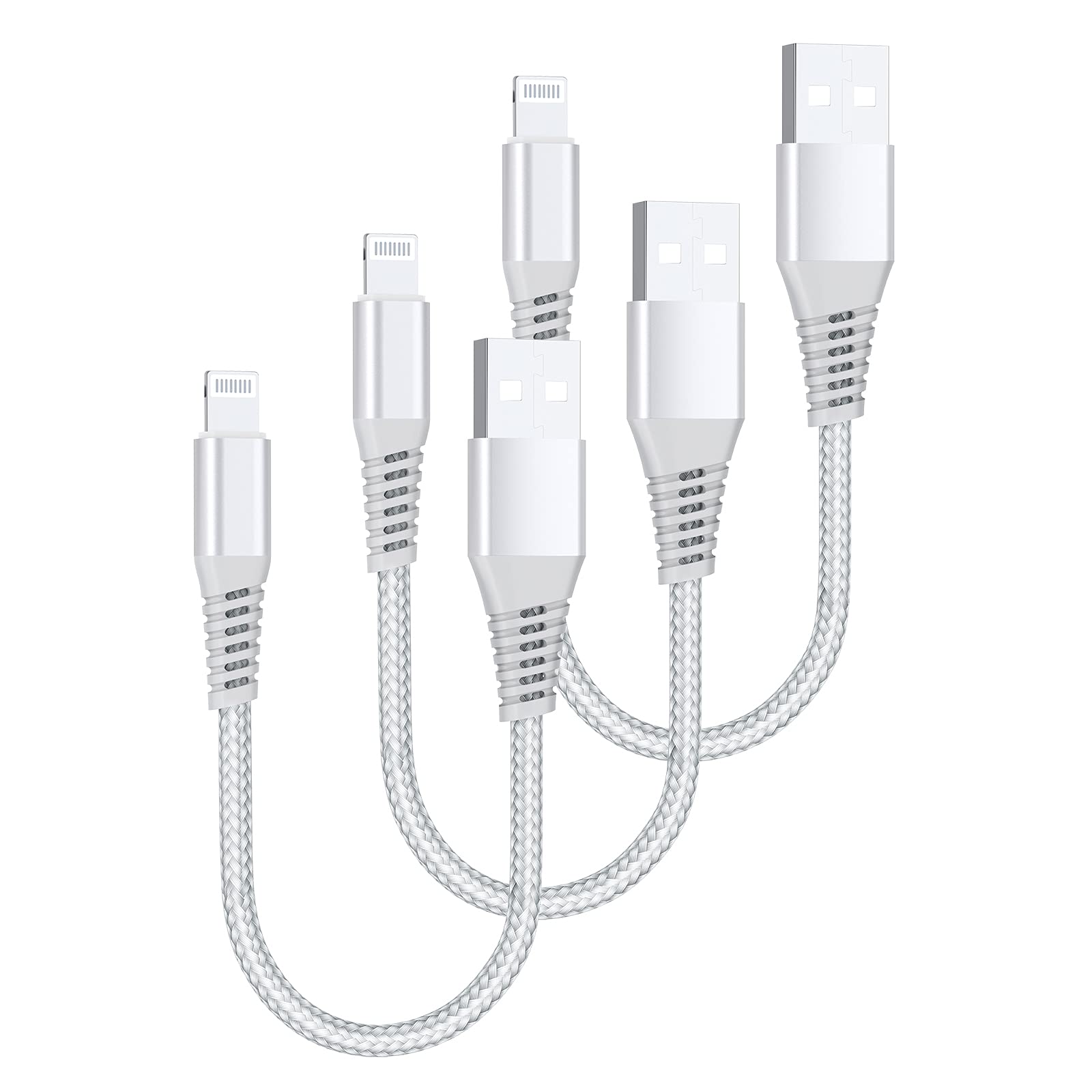 iPhone Charger, [MFi Certified] Lightning Cable 3Pack 8inch Nylon Braided iPhone Charger Cable 2.4A Short USB Fast Charging Data Sync Transfer Cord for iPhone 14 13 12 11 XS XR X 8 7 iPad iPod