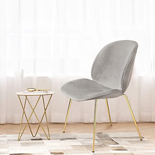 GIA Contemporary Dining Chair with Velvet Upholstery, Qty of 2, Light Gray