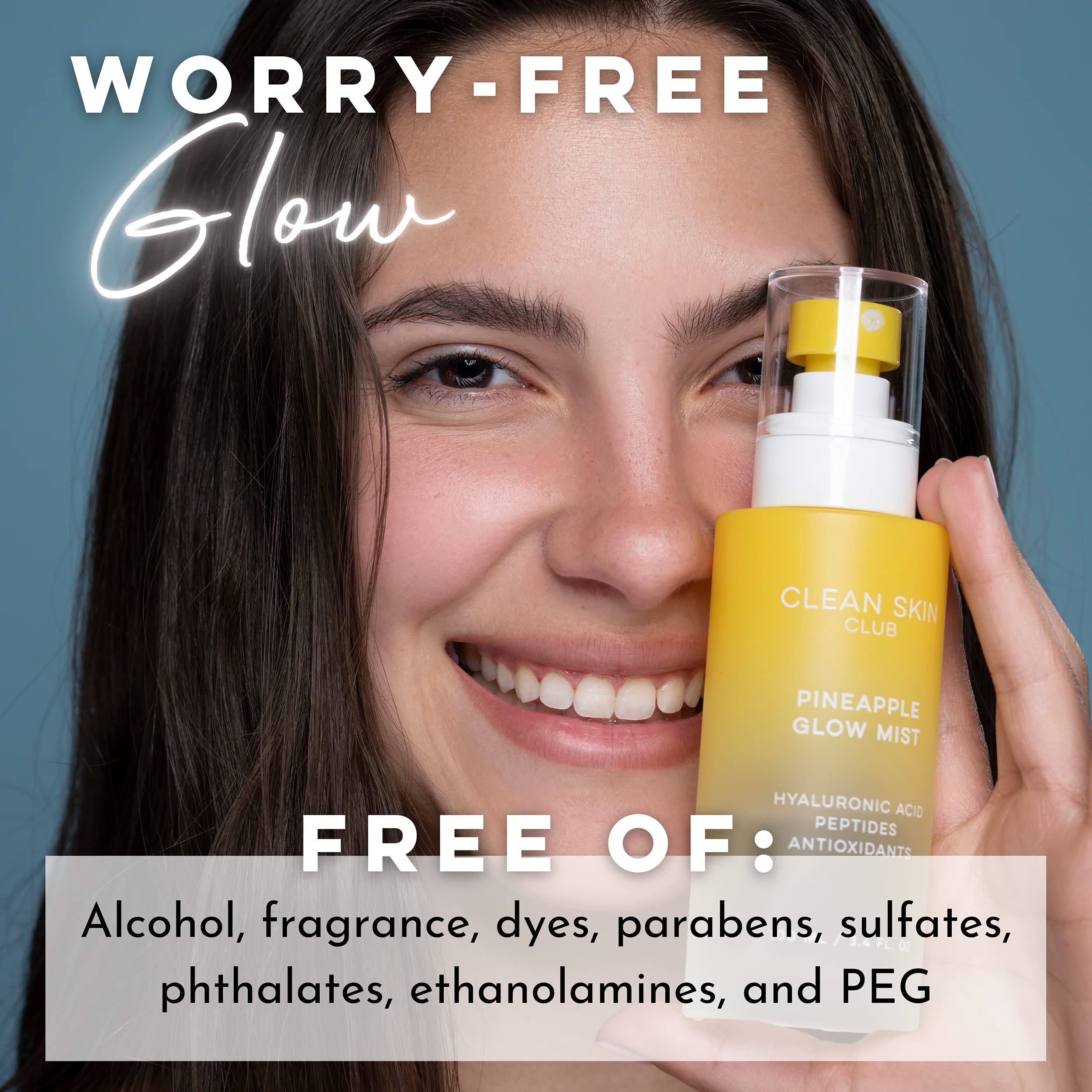 CLEAN SKIN CLUB Pineapple Glow Mist | Hyaluronic Acid + Peptides | Papaya + Coconut Extracts | Hydrating & Fortifying Face Spray | Vegan & Cruelty Free