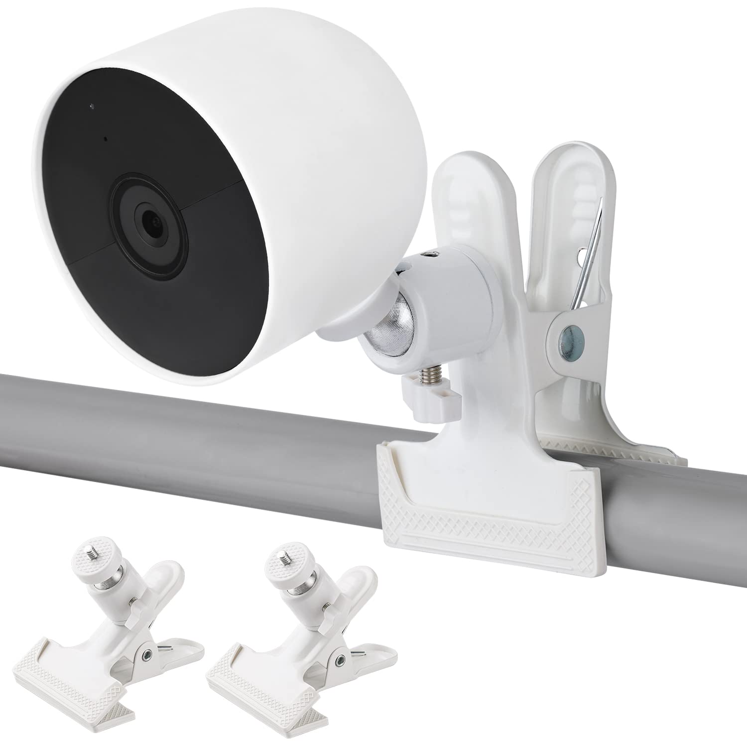 2 Pack Flexible Clamp Mount for Google Nest Cam (Battery), Metal Clip Holder to Attach Your Nest Camera Wherever You Like with No Tools