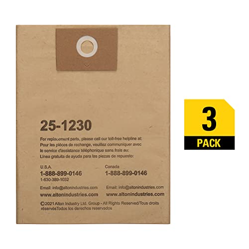 Stanley 25-1230 4-5 Gallon Disposable Filter Bag 1-1/4" for Wet/Dry Vacuum SL18130P SL18133 SL18129, 3 Pack