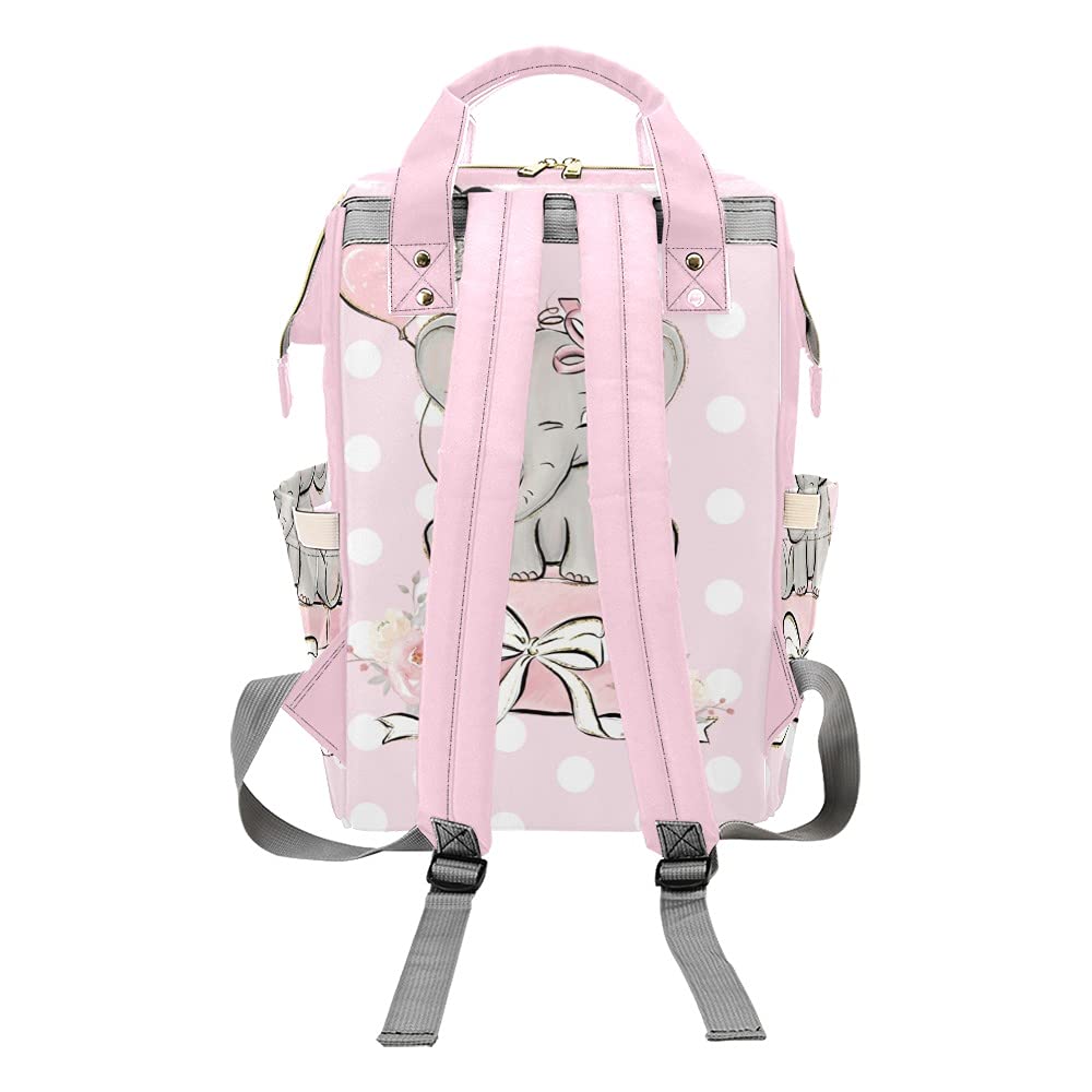 XOZOTY Personalized Elephant Diaper Bag Backpack with Name Custom Nursing Baby Bags Shoulders Travel Bag Daypack