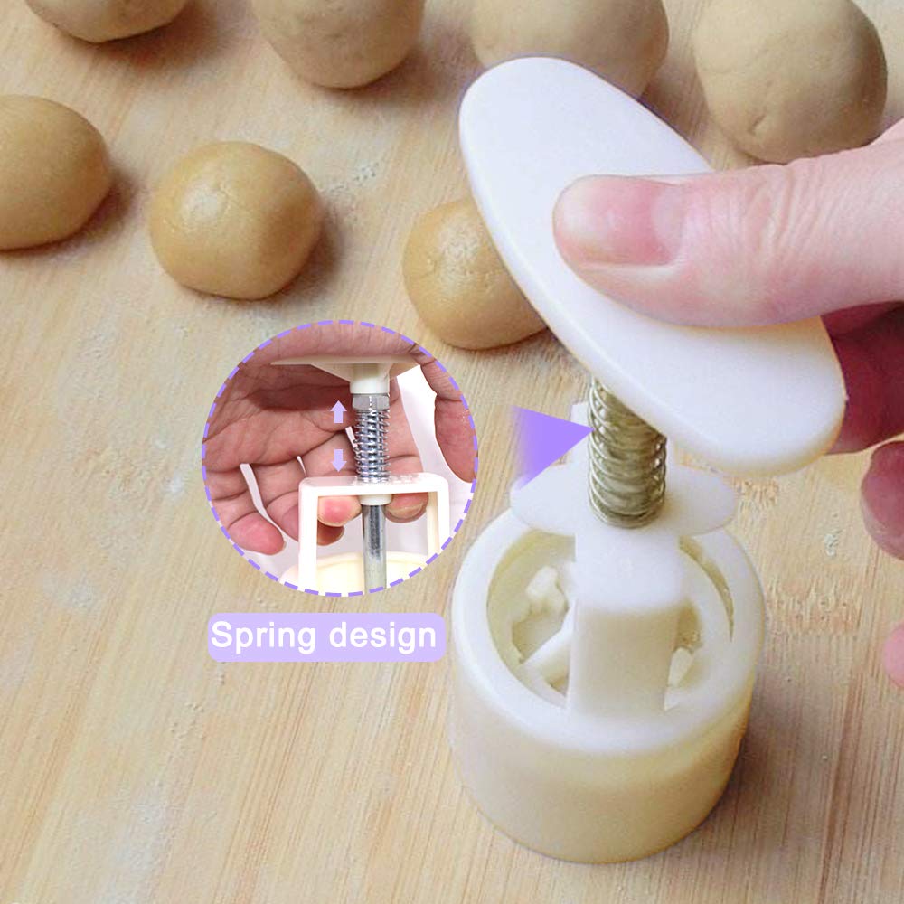 2 Pack Mooncake Mould with 12 Cookie Stamps, FineGood Flower Animal Moon Cake Mold Press 50g Hand Pressure Mooncake DIY Tools for Baking Cookies