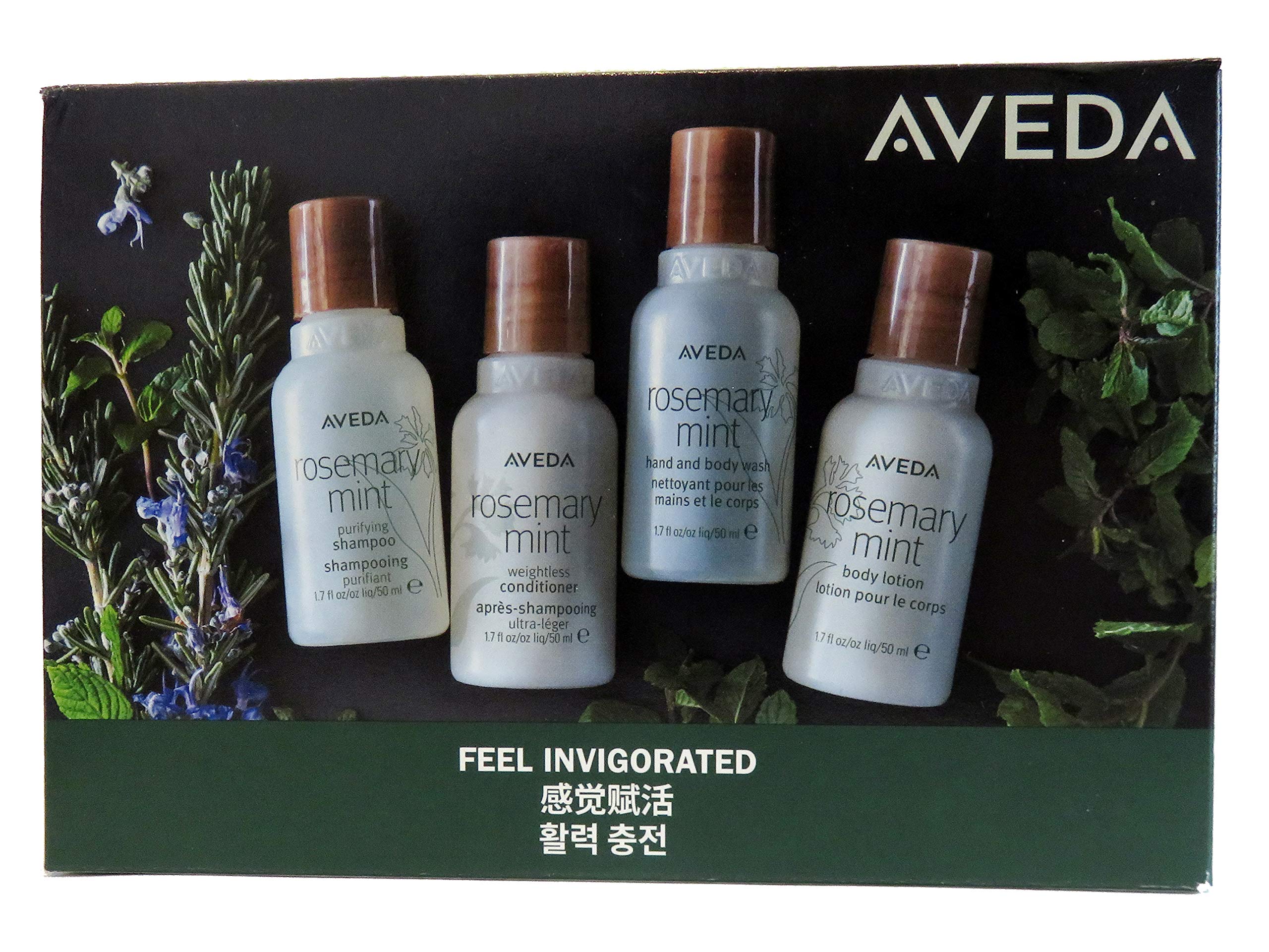 Aveda Rosemary Mint Shampoo, Conditioner, Hand & Body Wash, Body Lotion Set, 4 Count