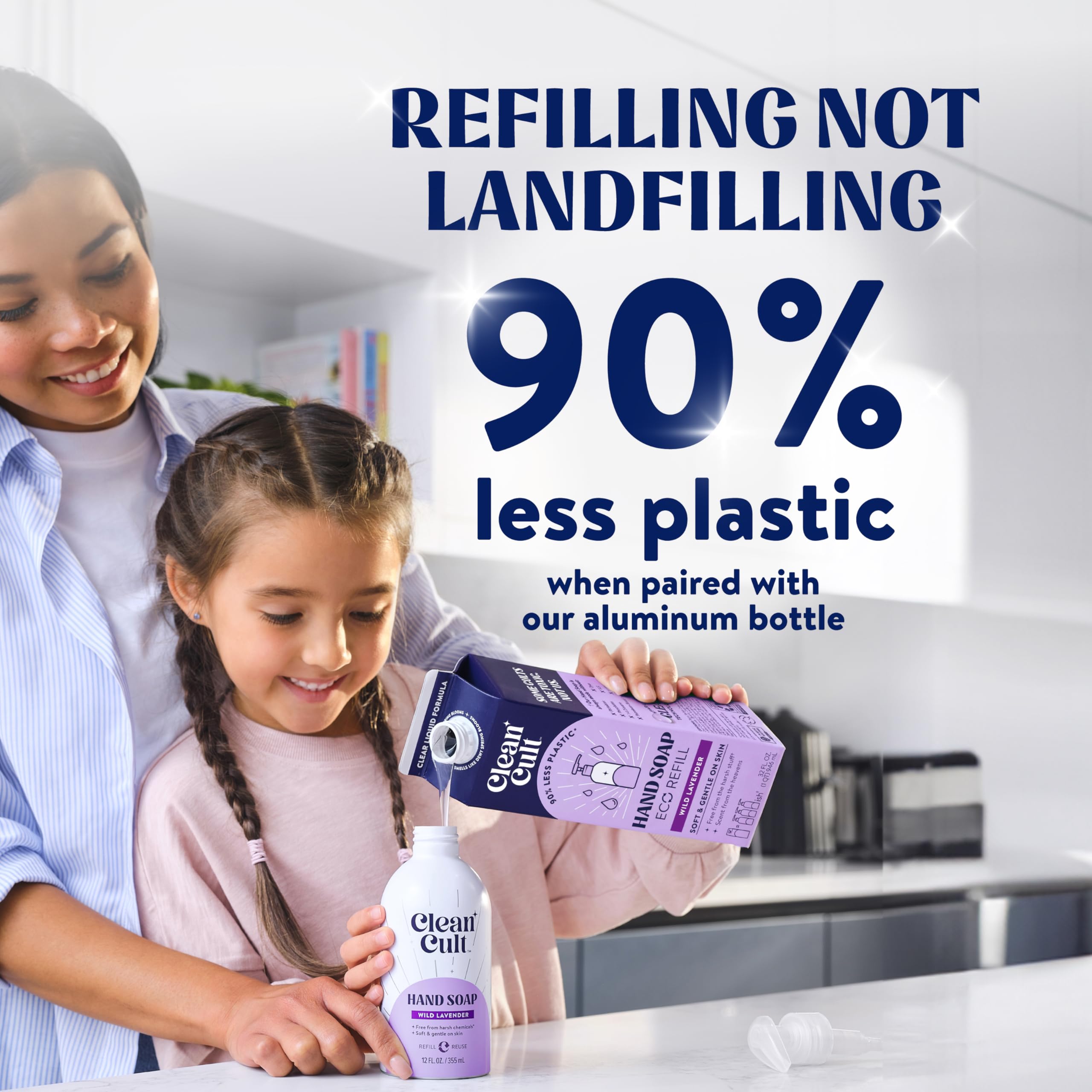 Cleancult Liquid Hand Soap Refills - Wild Lavender - Moisturizes Dry & Sensitive Skin -Made with Aloe Vera & Lavender Essential Oils - Eco Friendly - Paper-Based Packaging - 32 oz/3 Pack