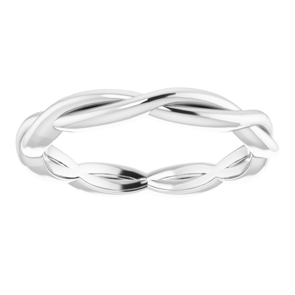 14k White Gold Woven Bridal Wedding Band Ring Fine Jewelry for Women Gifts for Her, Size 4.5