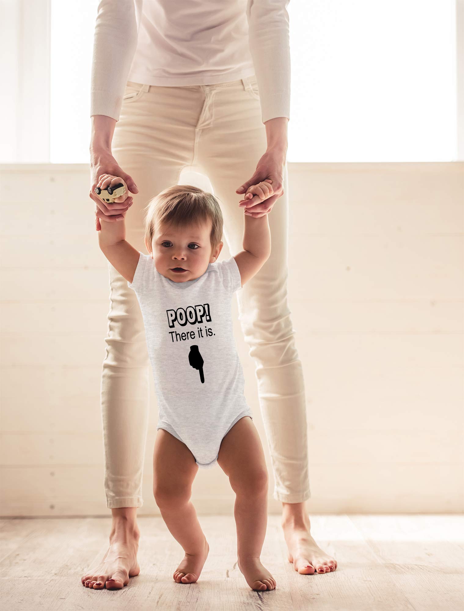 CBTwear Poop! There It Is Baby Bodysuit Funny Infant Boy Girl Outfit Cute Unisex Comfy Humor Romper (6 Months, Heather Grey)