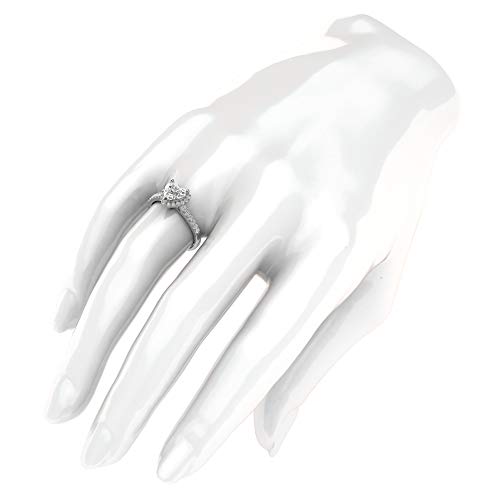 14k White Gold Heart-shaped Genuine Moissanite Halo Engagement Ring with Side Stones Promise Bridal Ring (12)