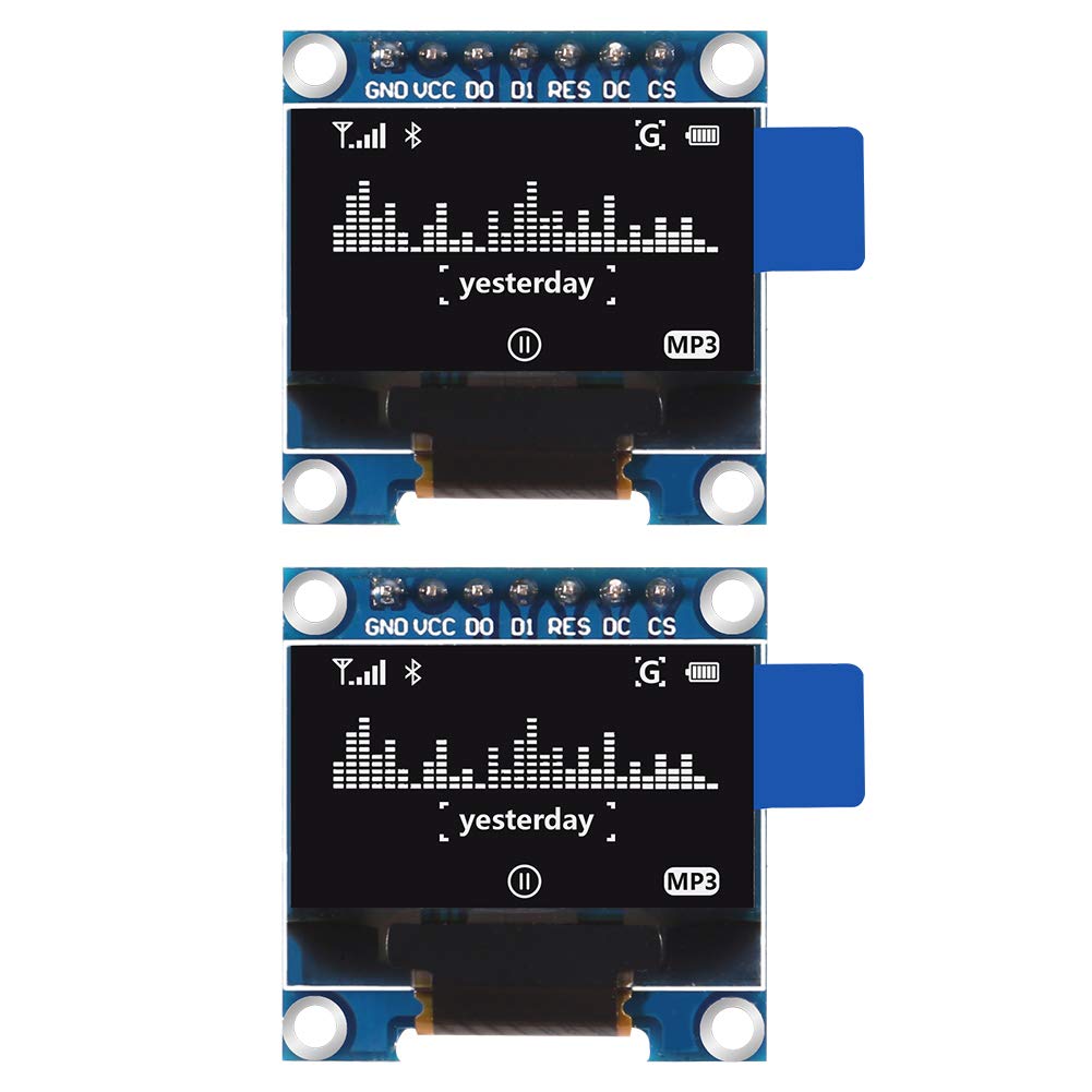 2Pcs 0.96" 7 Pin SPI OLED Display, MELIFE 0.96 Inch Module 128X64 Module DC3-5V. White