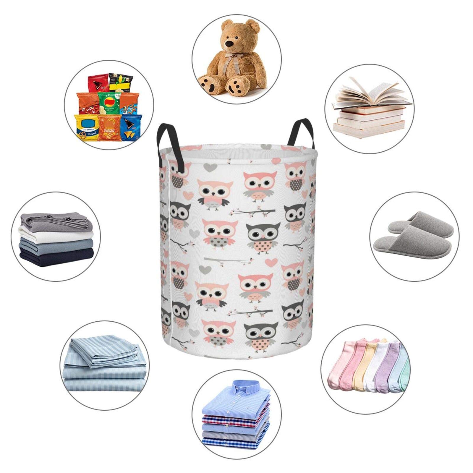Foruidea Owl Laundry Basket,Laundry Hamper,Collapsible Storage Bin, Oxford Fabric Clothes Baskets,Nursery Hamper For Home,Office,Dorm,Gift Basket