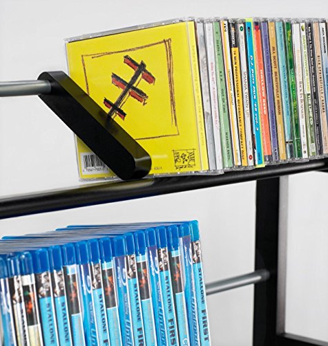 Atlantic Element Media Storage Rack - Holds Up to 230 CDs or 150 DVDs, Contemporary Wood & Metal Design with Wide Feet for Greater Stability, PN35535601 In Espresso