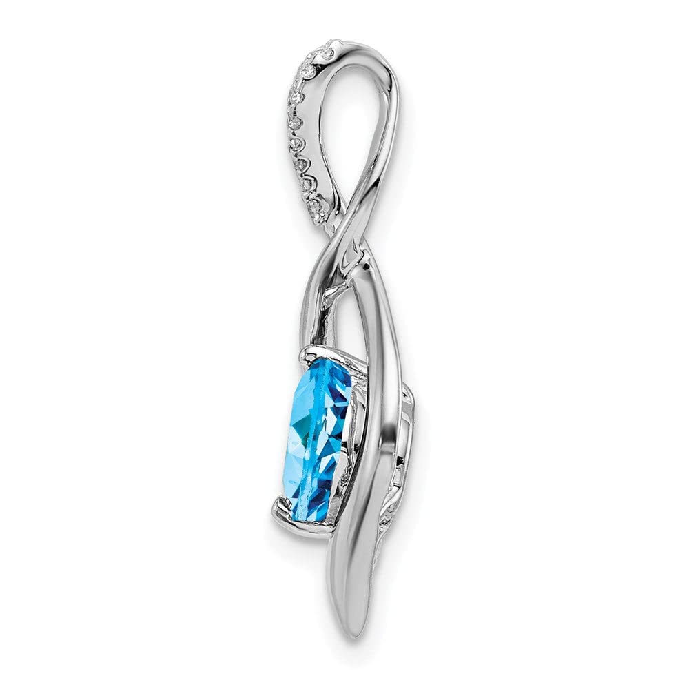 14k White Gold Blue Topaz and Diamond Pendant GLD-AZ-PM7057-BT-004-WA