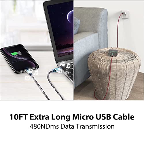 2Pcs 10ft Micro USB 2.0 High Speed Data Charging Cable for PS4 Slim/Pro PlayStation4 US Shipping