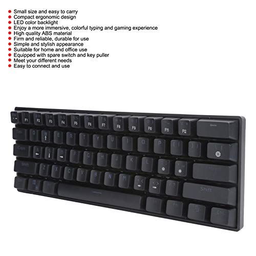 61 Key Wired Mechanical Keyboard, LED Backlit Gaming Keyboard with Blue Switch Back Light USB Universal Mechanical Gaming Keyboard for Computer