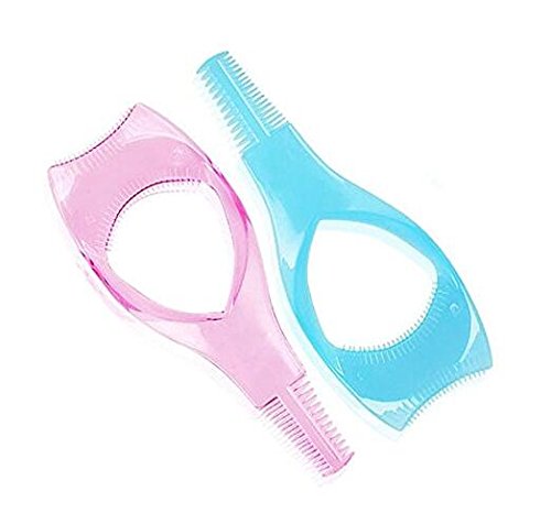 2PCS 3 in 1 Mascara Tool Plastic Makeup Eyelash Shield Applicator Guide with Eyelash Assist Comb Brush Guard Eyelashes Brush for Women Girls (Color Random)
