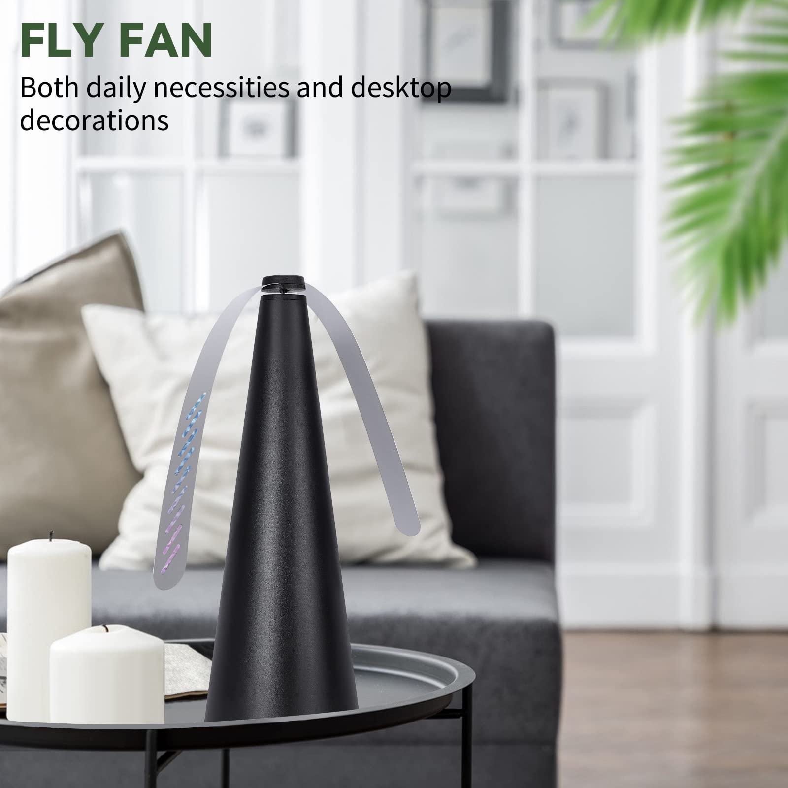 2 PCS Fly Fans for Tables,Fly Fan Repellent Indoor Outdoor,Portable Fly Fans Spinner for Restaurant and Patio Keep Flies and Bugs Away