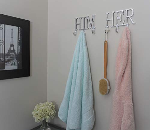 Bliss & Dane His and Hers Towel Hooks for Bathrooms | Set of 2 HIM and HER | Towel Racks for Bathroom |6 Robe Hooks | Bathroom Organizer | Wall Mounted | Bathroom Towel Rack | His and Hers Gifts