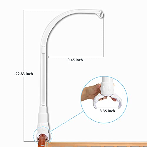 HLEEDUO 23 INCH Baby Mobile arm for Crib,Mobile Holder for Crib-White Baby Mobile arm with Nursery Crib Mobile arm Cover, Mobile Hanger for Crib
