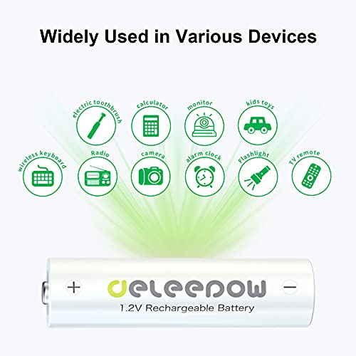 Deleepow AAA Rechargeable Batteries Nimh 1100mAh 1.2V Batteries AAA Rechargeable High Capacity 1200 Cycles Pack of 8