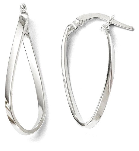 14K White Gold Oval Hoop Earrings