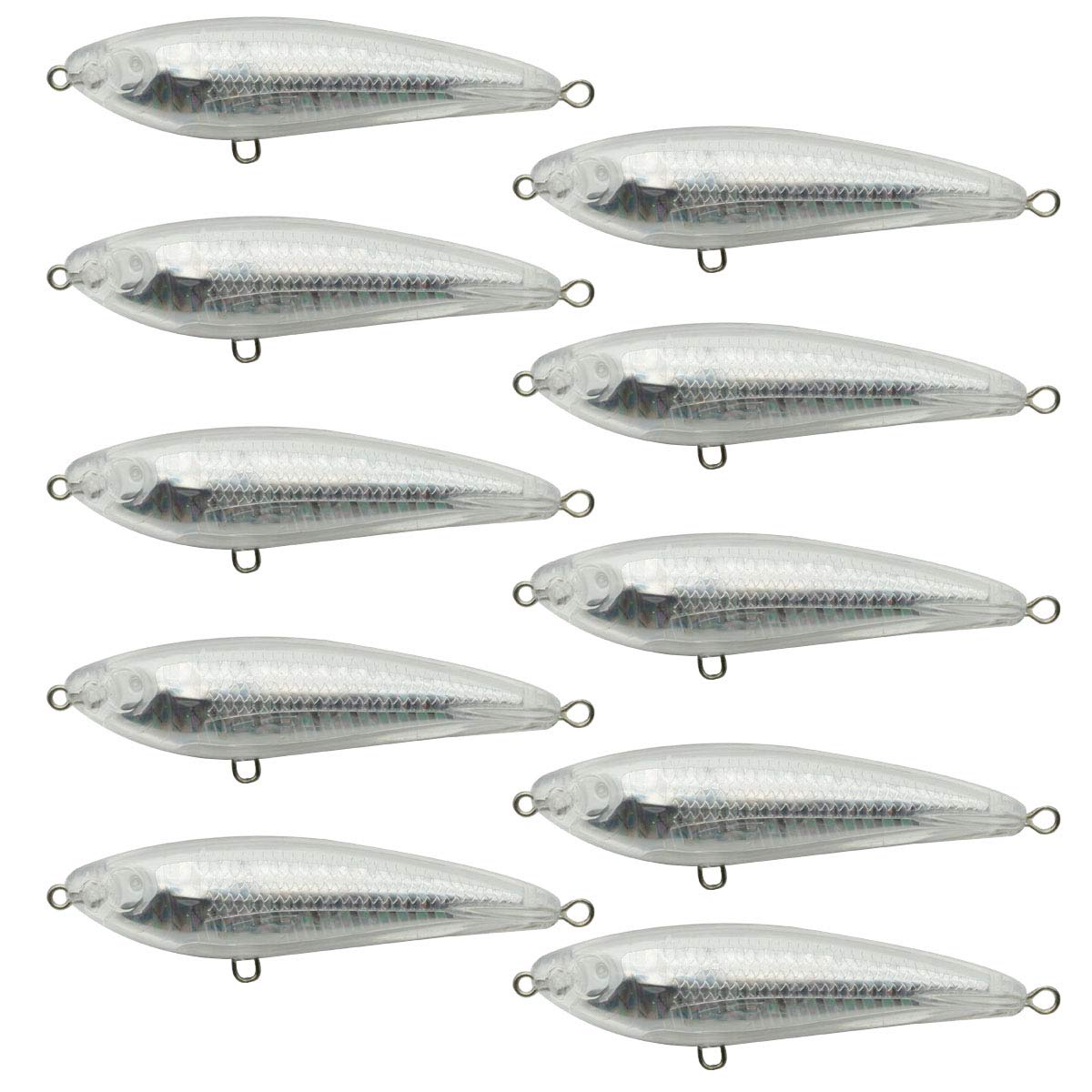 10pcs Unpainted Pencil Bait Fishing Lure Body 85mm10.2g Blank Hard Lure 8300# Free Eye