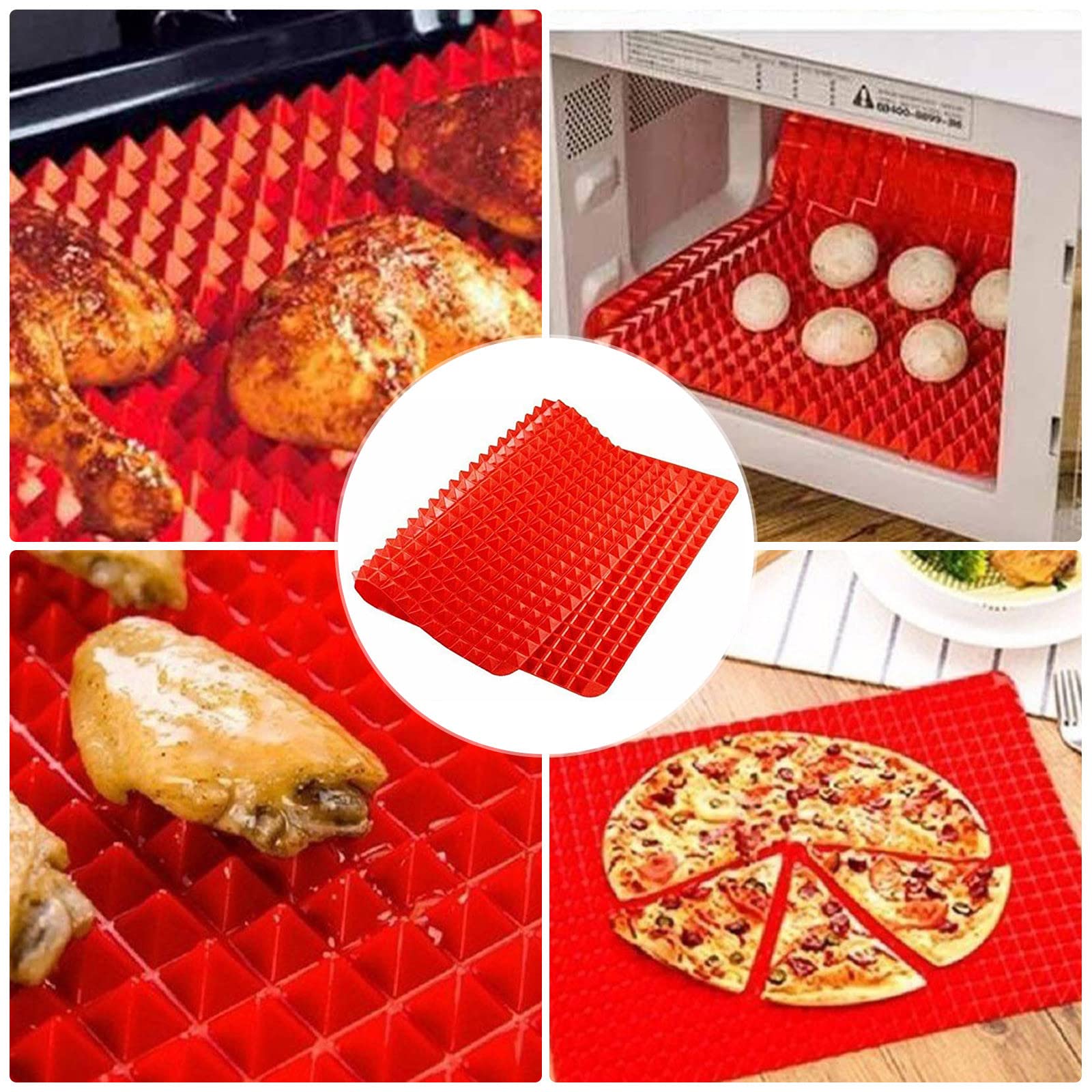 2 Pack Non-Stick Baking Cooking Mat, Silicone Baking Mat Cooking Pan Large Non Stick Fat Reducing Silicone Cooking Mat Oven Baking Tray Sheets Grilling BBQ