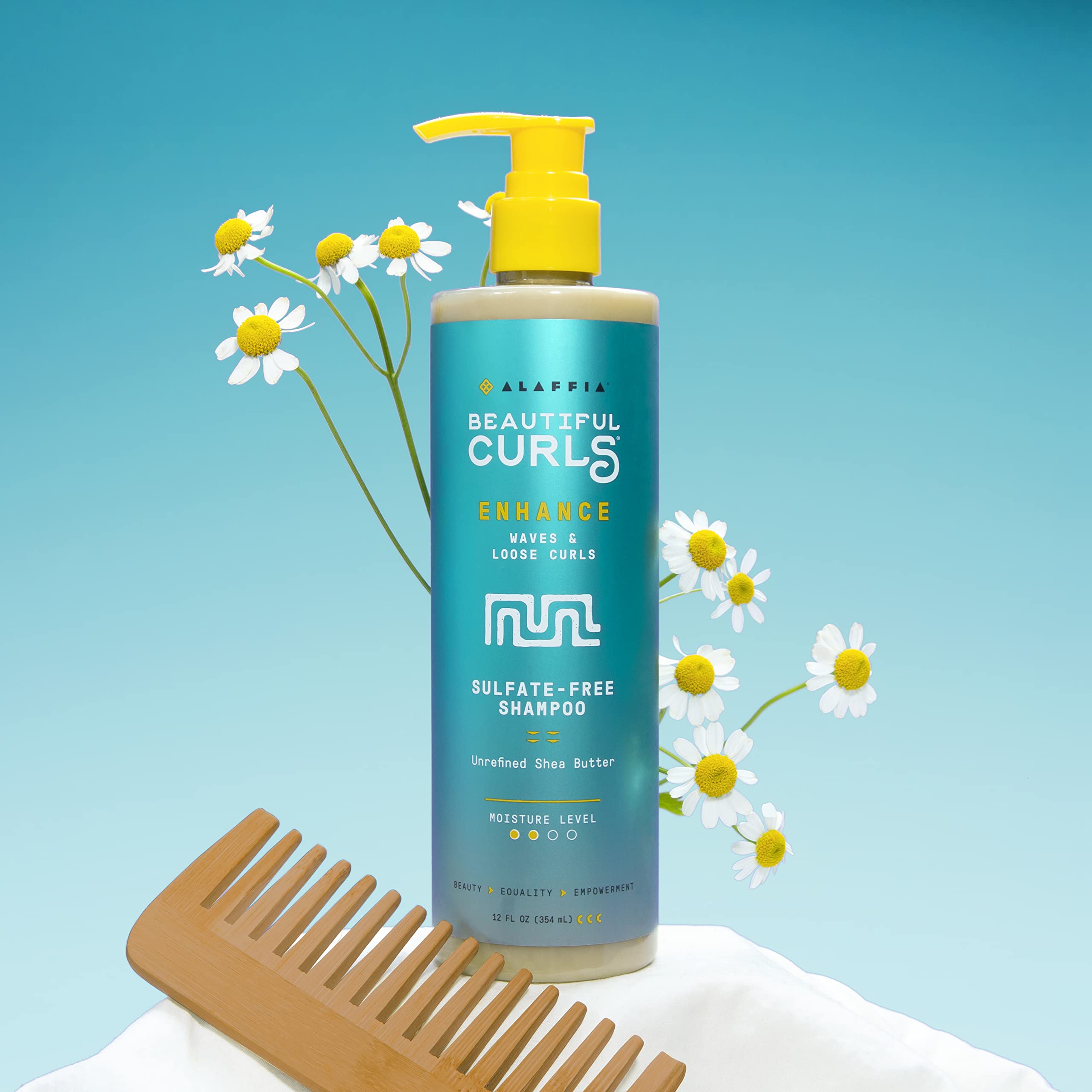 Alaffia Beautiful Curls Curl Enhancing Cream Shampoo, Kinky Curly Hair Products, Natural Shampoo, No Sulfates with Shea Butter, Essential Oils, Chamomile, Yarrow 12 Fl Oz