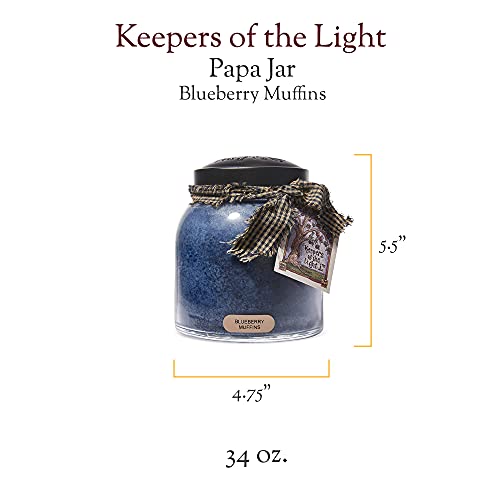A Cheerful Giver β Blueberry Muffins - 34oz Papa Scented Candle Jar with Lid - Keepers of the Light - 155 Hours of Burn Time, Gift for Women, Blue