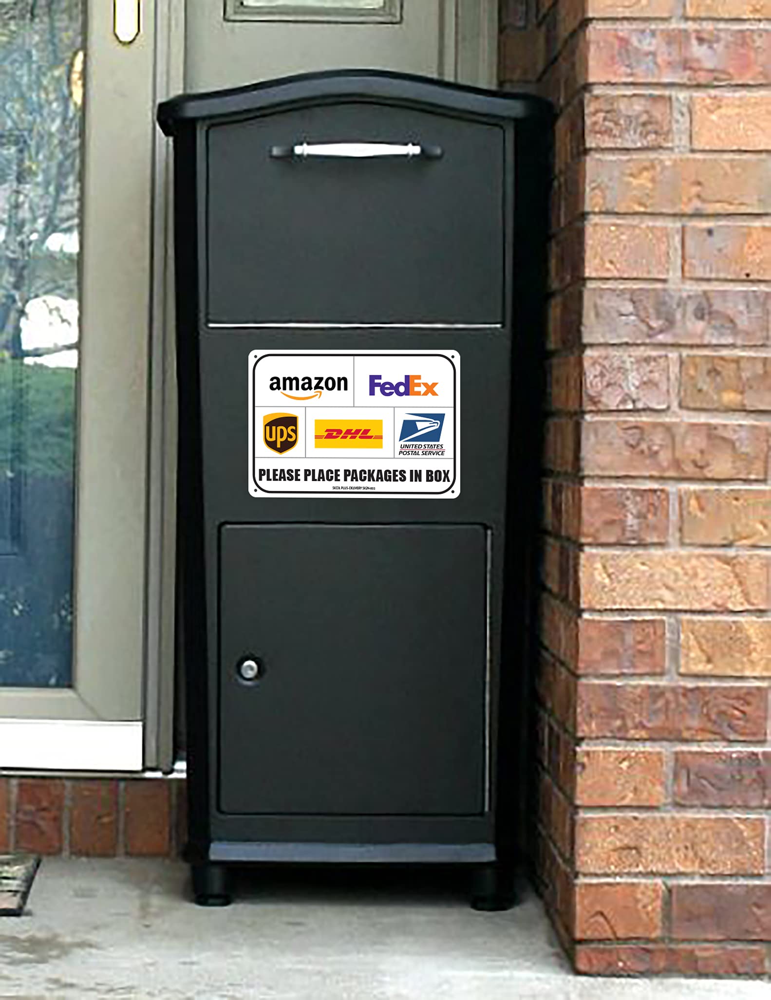 Sicol Plus Package Delivery Sign, Please Place Packages in a Box Delivery Sign, Delivery Instructions Sign UPS, FedEx, Amazon Sign Rust Free Aluminum 0.5mm (Pack of 01) 10 X 7 Inches
