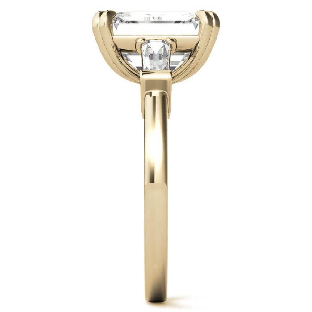 10K Solid Yellow Gold Handmade Engagement Rings 3.0 CT Emerald Cut Moissanite Diamond Solitaire Wedding/Bridal Ring Set for Women/Her Propose Ring Set (7)