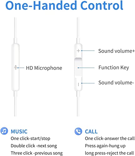 2 Pack Apple Earbuds [Apple MFi Certified] Headphones Earphones with 3.5mm Wired in Ear Headphone Plug(Built-in Microphone & Volume Control) Compatible with iPhone,iPad,iPod,PC,MP3/4,Android -White
