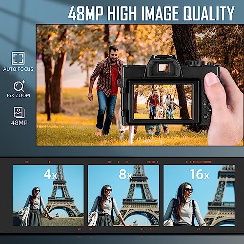 ATPLOES 4k Digital Cameras for Photography, Video/Vlogging Camera for YouTube with WiFi & App Control, Travel Camera with 32GB TF Card & 2 Batteries,Compact Camera,Great Gift Choice