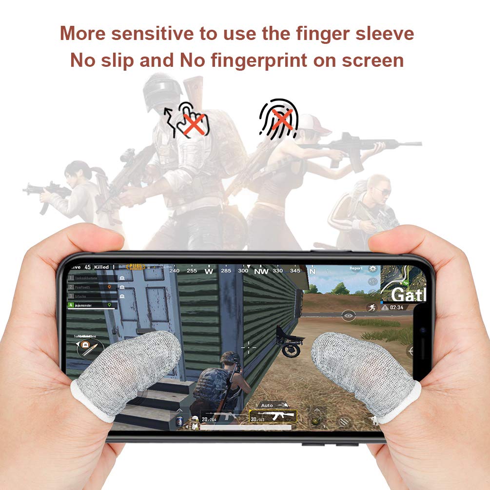12Pcs Mobile Game Controller Finger Sleeves, Breathable Anti-Sweat Gaming Finger Cot for PUBG/Call of Duty Sensitive Touch Screen Finger Sleeve for Android iSO Phone (Black&White)