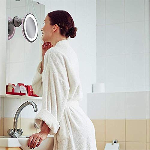 FQYYDD Illuminated Makeup Mirror Make-Up Mirror With Led Light 10X Magnifying Glass Portable