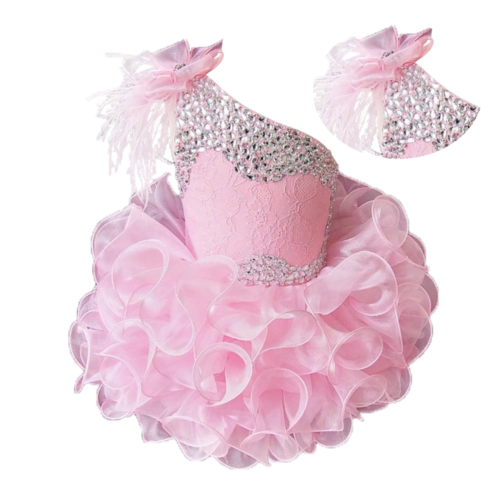 Jenniferwu G095 Infant Toddler Baby Newborn Little Girl's Pageant Party Birthday Dress Pink Size 9-12M