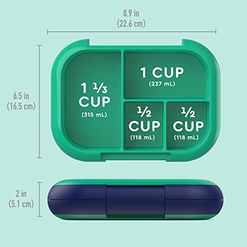 Bentgo® Kids Chill Lunch Box - Bento-Style Lunch Solution with 4 Compartments and Removable Ice Pack for Meals and Snacks On-the-Go - Leak-Proof, Dishwasher Safe, Patented Design (Green/Navy)