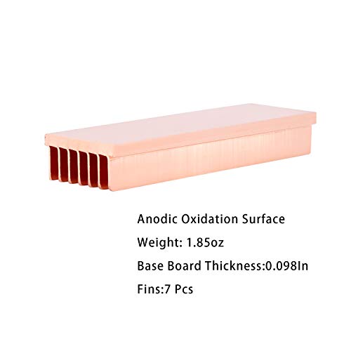 Awxlumv M.2 Heatsink Pure Copper NVMe M2 2280 SSD DIY 7 Fins Cooler with Thermal Pad for Desk Computer(2 Pcs)
