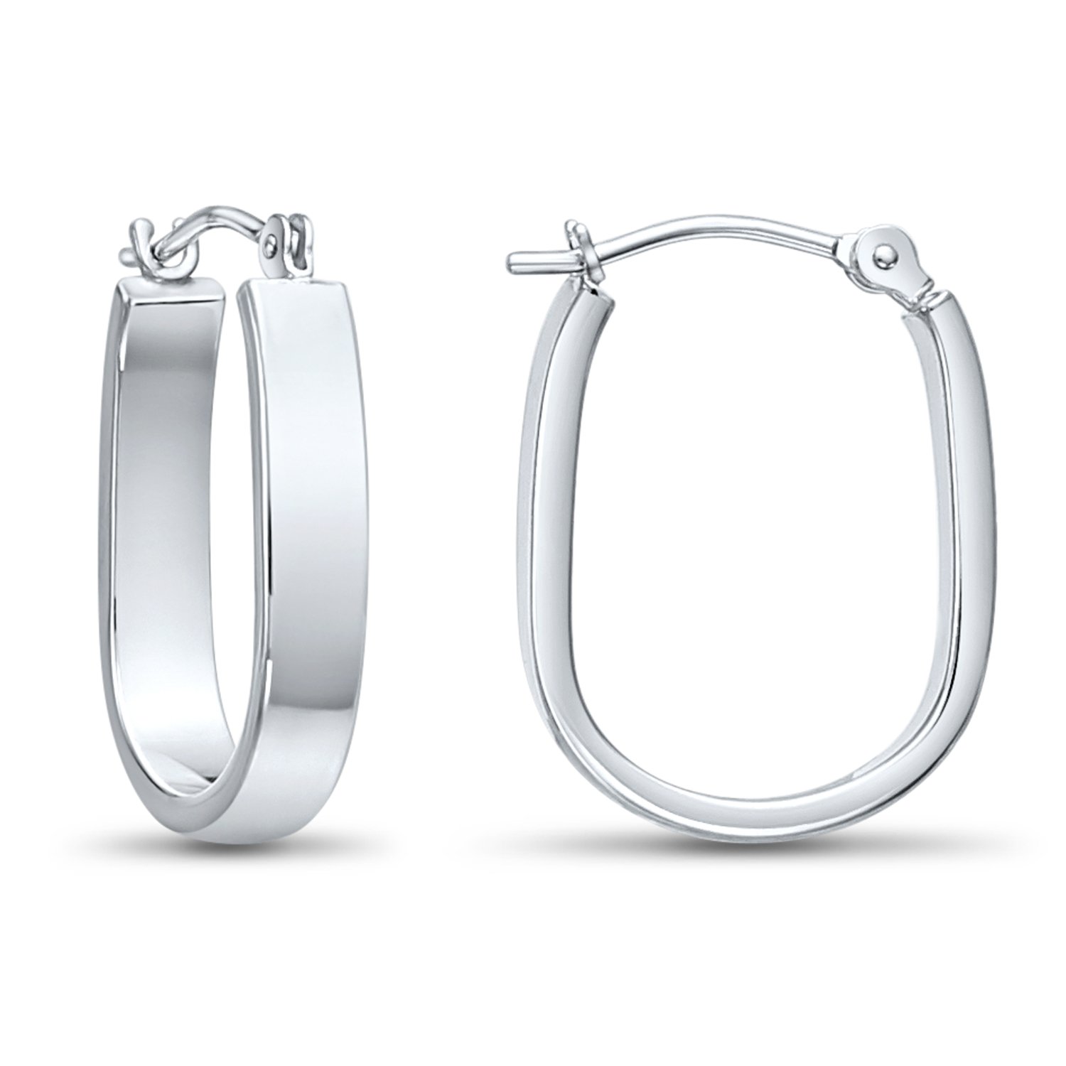 14k White Gold Small Oval Hoop Earrings, 0.7" Diameterā¦ā¦