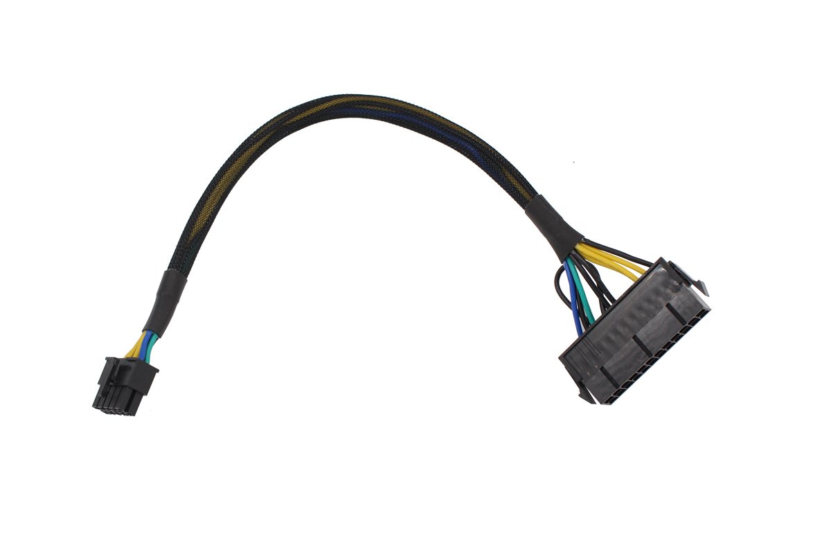 24 Pin to 10 Pin ATX PSU Main Power Supply Adapter Braided Sleeved Cable for IBM/Lenovo PCs Motherboard and Servers 12-inch (30cm)