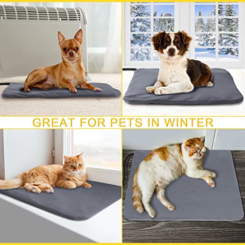 2 Pack Pet Heating Pad, 86-141 Degree Fahrenheit Adjustable Temperature Cat Dog Heating Pad with Timer Auto Power Off Waterproof Warming Mat with Steel Cord (Gray, 16 x 24 Inch)