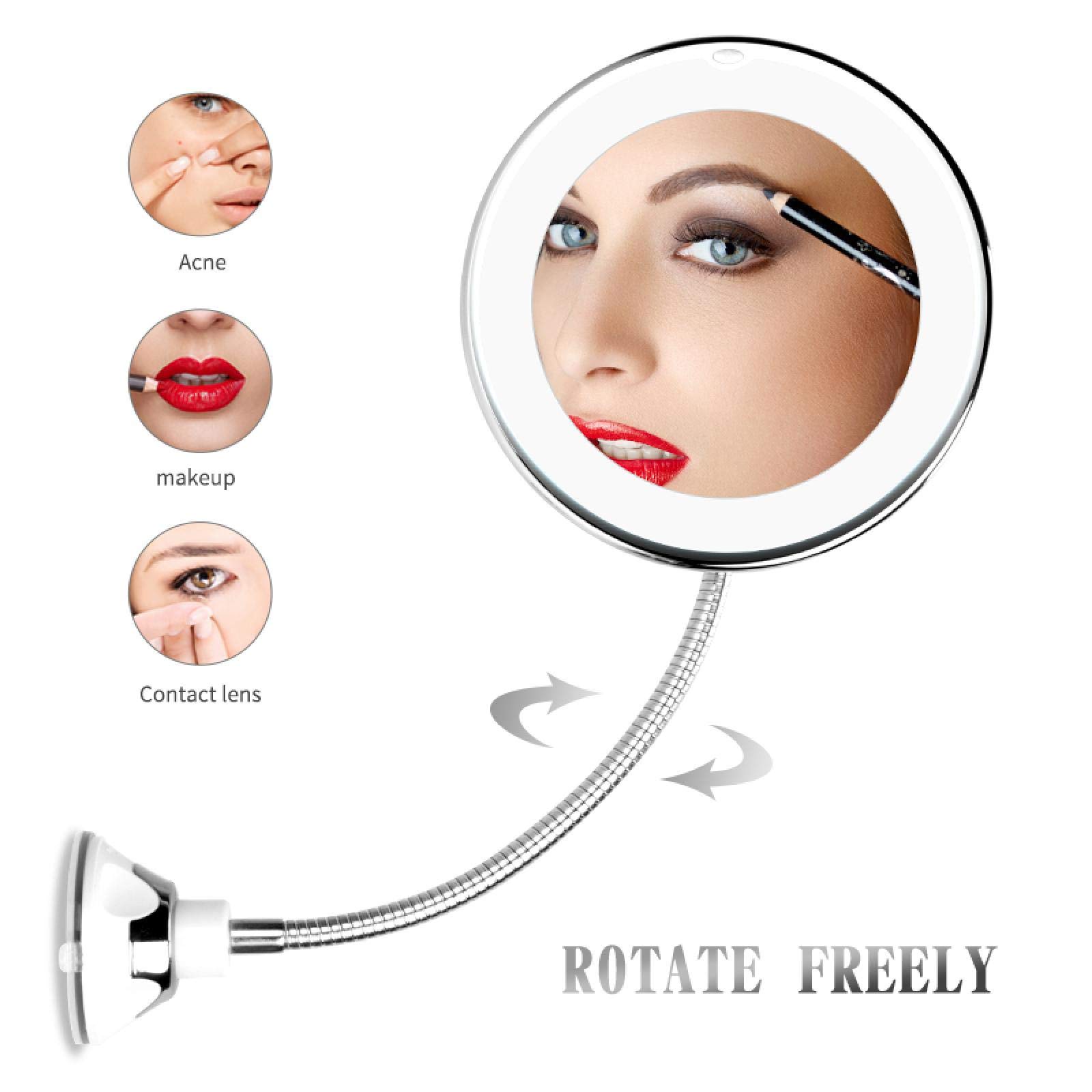 FQYYDD Illuminated Makeup Mirror 10X Adjustable Makeup Mirror With Led Light Amplification
