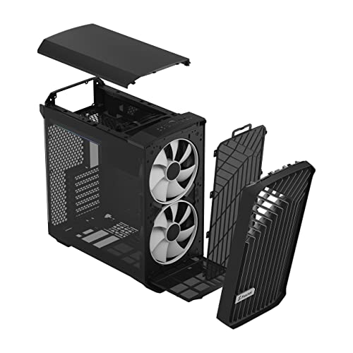 Fractal Design Torrent Compact RGB Black - Light Tint Tempered Glass Side Panels - Open Grille for Maximum air Intake - Two 180mm RGB PWM Fans Included - Type C - ATX Airflow Mid Tower PC Gaming Case